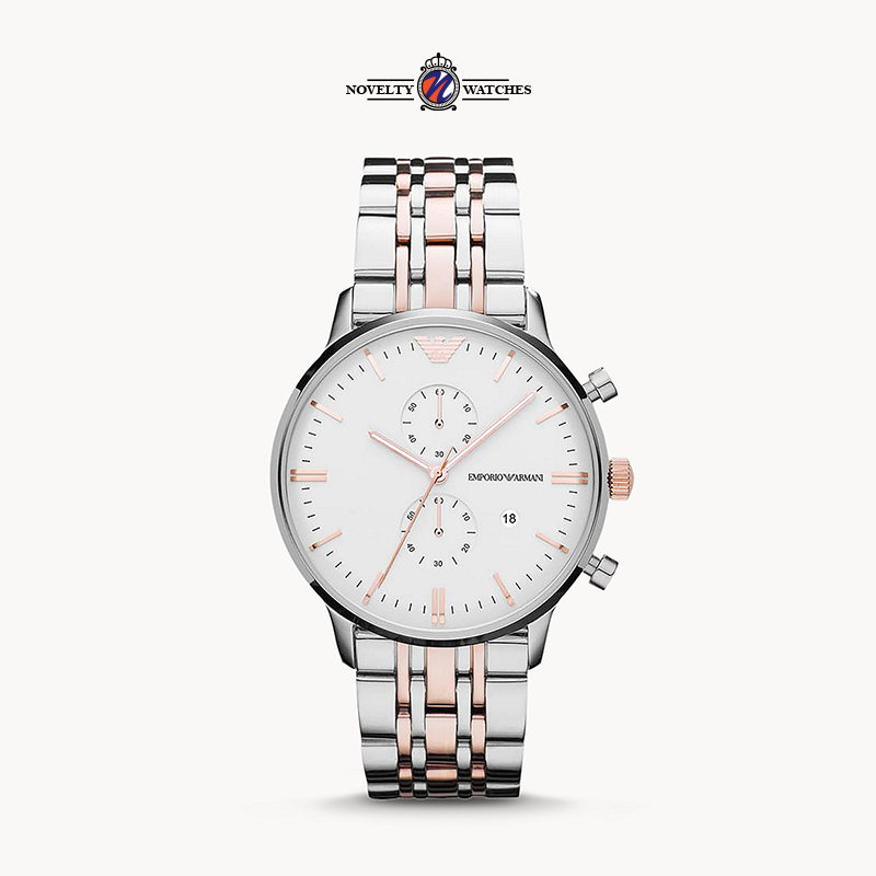 Buy Emporio Armani Men’s Chronograph Quartz Stainless Steel White Dial ...