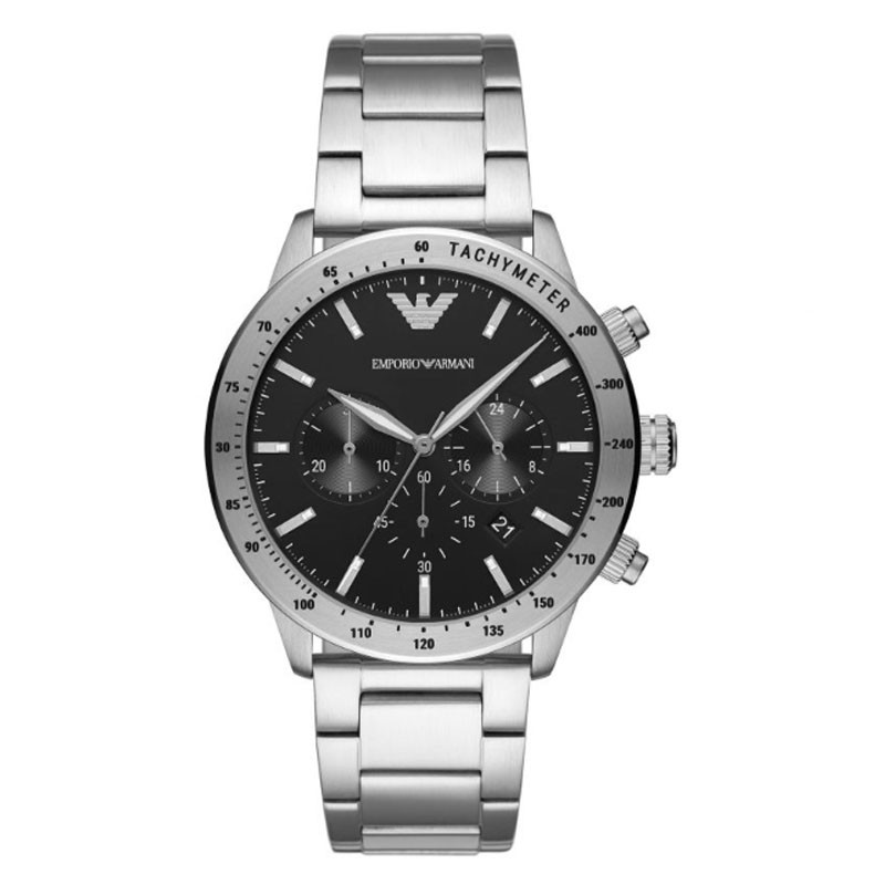 Emporio Armani Mario Chronograph Leather Black Dial Quartz, 42% OFF